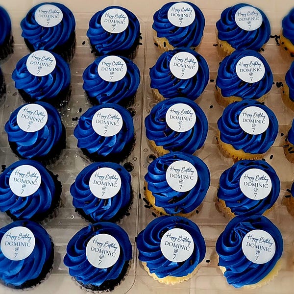 30 Custom Edible 1.25" Mini Cupcake Toppers, Circle Edible Topper ...