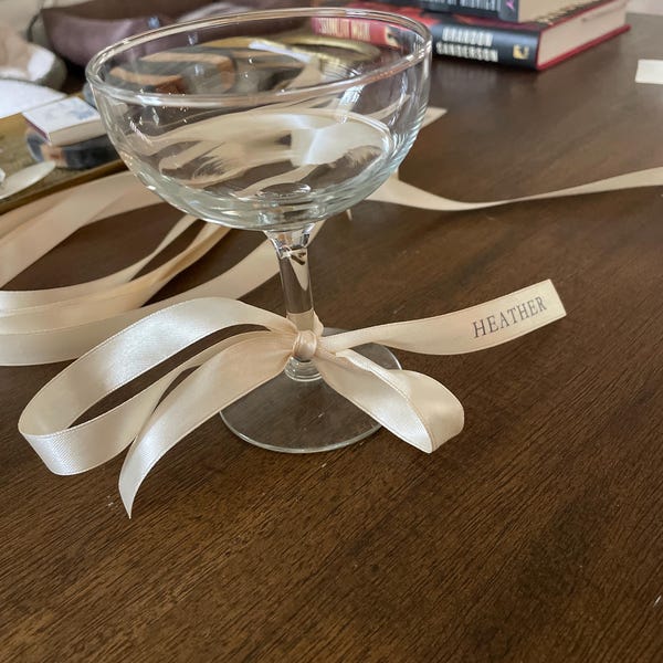 Personalized Wine Glass Ribbon, Custom Party Champagne Glass Ribbon ...