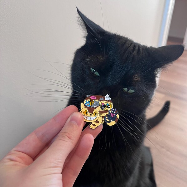 Cat Chibi Bus Anime Pin With Characters Cartoon Kitty Kawaii Catbus - Etsy