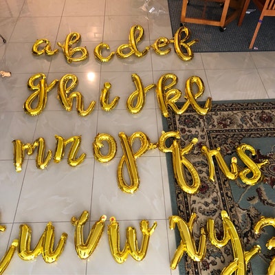 Custom Cursive Balloon Phrase Gold Cursive Balloon Banner Cursive ...