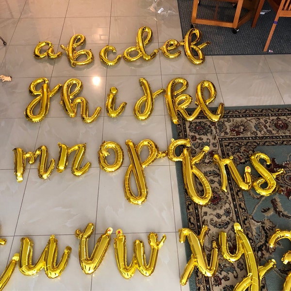 Custom Cursive Balloon Phrase Gold Cursive Balloon Banner Cursive ...