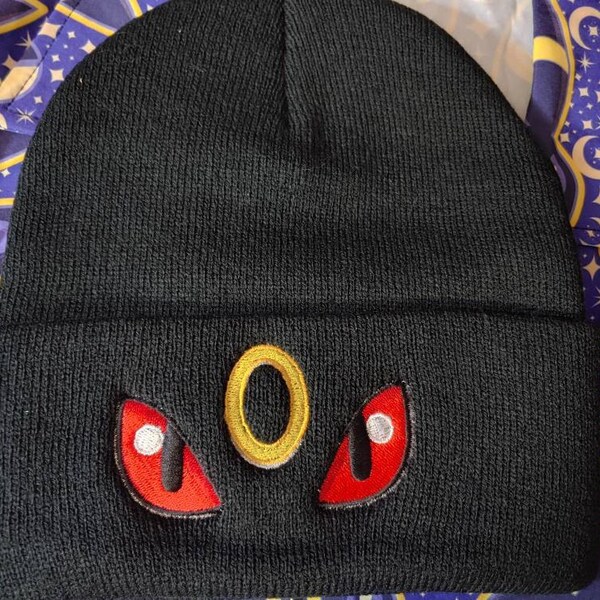 Adult Embroidered Umbreon Pokemon Themed Black Beanie | Kawaii - Etsy
