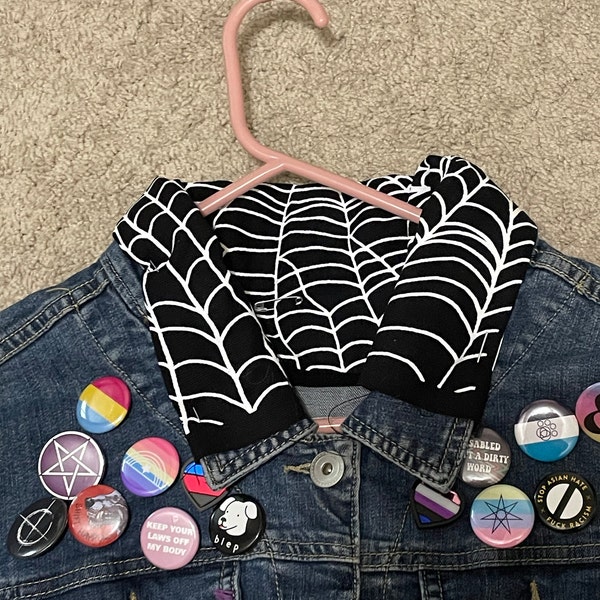 Spider Web Collar Screen Printed Patch Horror Punk Black Metal Goth - Etsy