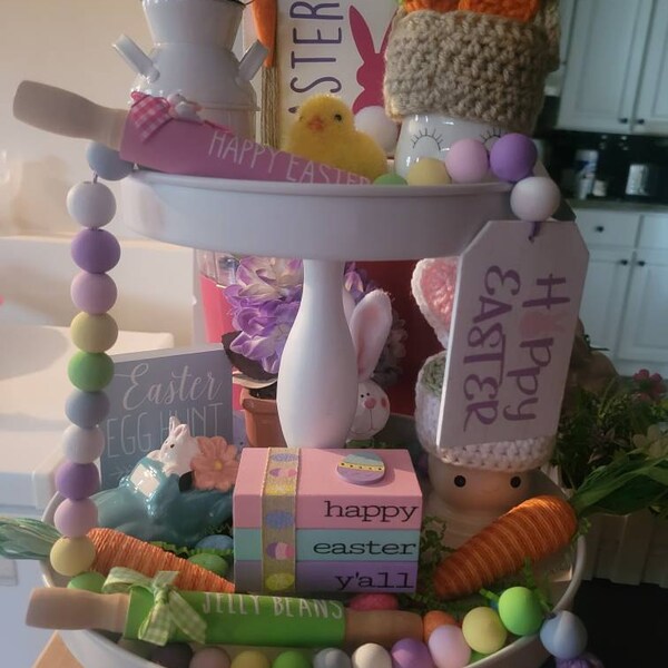 Easter Decor Bundle, Happy Easter, Set of 3, Easter Tiered Tray, Easter ...