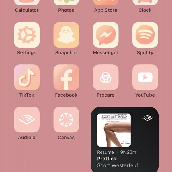 Cute Peach Orange Hand Drawn Ios & Android App Icons | Home Screen Set ...