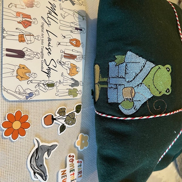 Embroidered Frog Crewneck L Comfy Frog Sweatshirt - Etsy