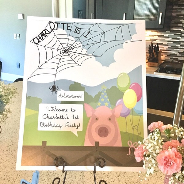 Charlotte's Web - Welcome Sign - Kid Birthday Party, Some Pig, Terrific ...