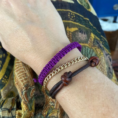 Purple Cord Bracelet, Purple String Bracelet, Lucky Bracelet, Braid ...