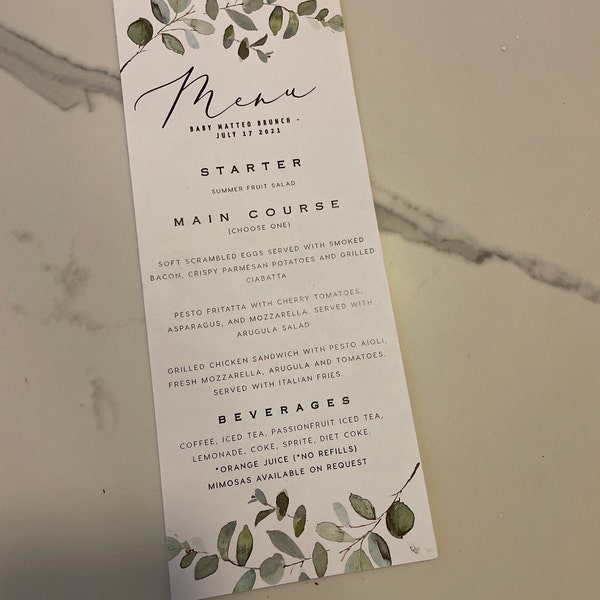 Greenery Menu INSTANT DOWNLOAD Eucalyptus Dinner Wedding, Editable ...