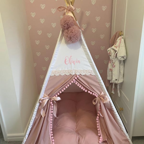Large Pink Stars Teepee Tent for Kids, Teepee, Kids Teepee, Teepee Tent ...