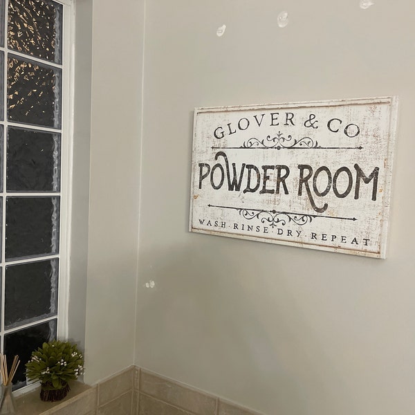 PERSONALIZED Custom Powder Room Sign Bathroom Family Name and Co Sign ...