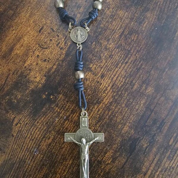 Indestructible Rosary - Heavy-duty Gunmetal Beads and 2.5" Benedict ...