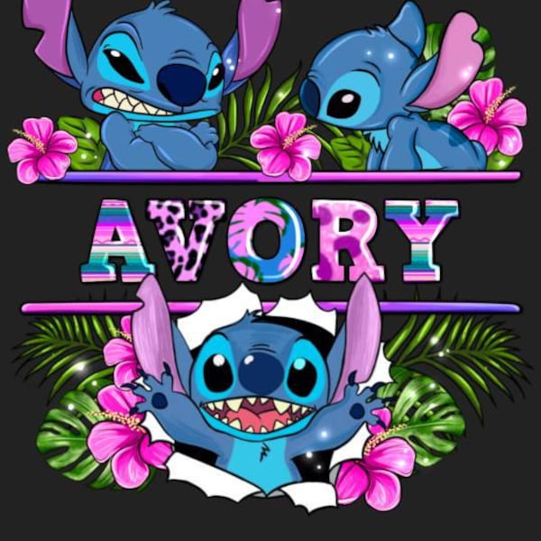 Personalized Name Floral Stitch Png Sublimation Design Download, Custom ...