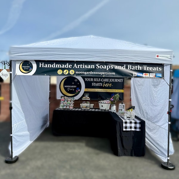 Custom 8x8 Tent Craft Show Package, Front 1x7 Banner, Back 2.5x6 Sign ...