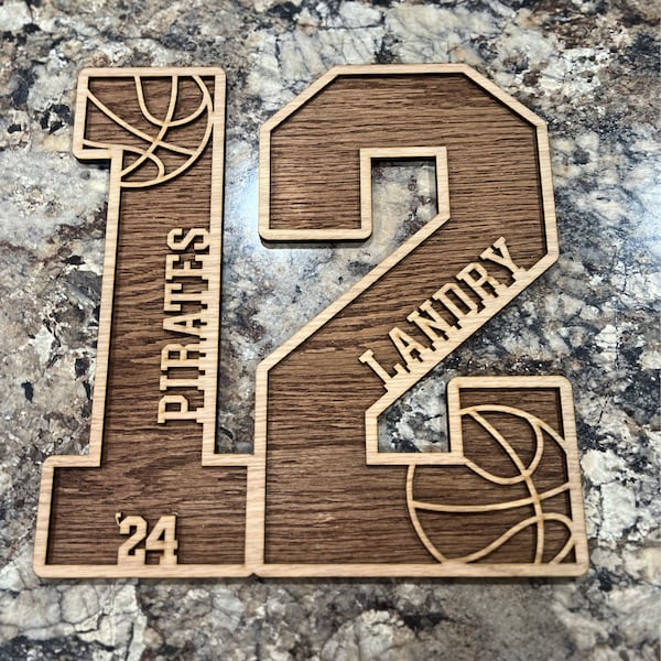 Custom Athlete Number Plaque, Homecoming Gift, Sports Number Wood ...