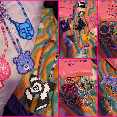 Level up Kandi Perler Necklace Rave Kandi Perler Bead Necklace EDM ...