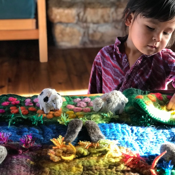 Needle Felted Badger Family, Medium Felt Animals, Play Mat Badgers ...