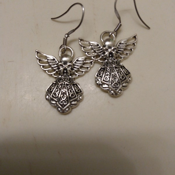 Filigree Angel Earrings - Angel Charm Earrings - Guardian Angel Gift ...