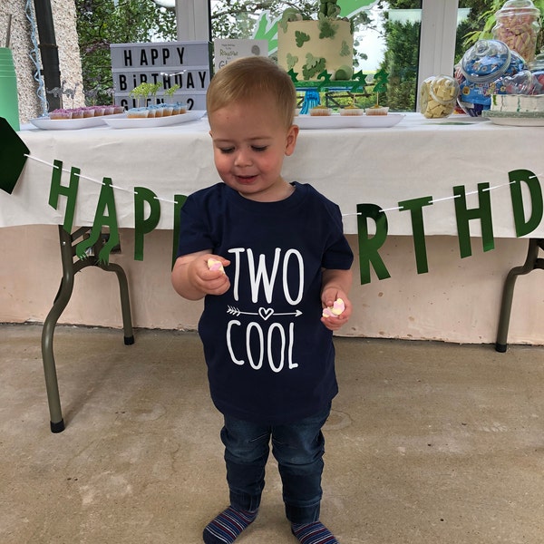 Two Cool Unisex Kids T-shirt Birthday 2nd Birthday Gift Party Child ...