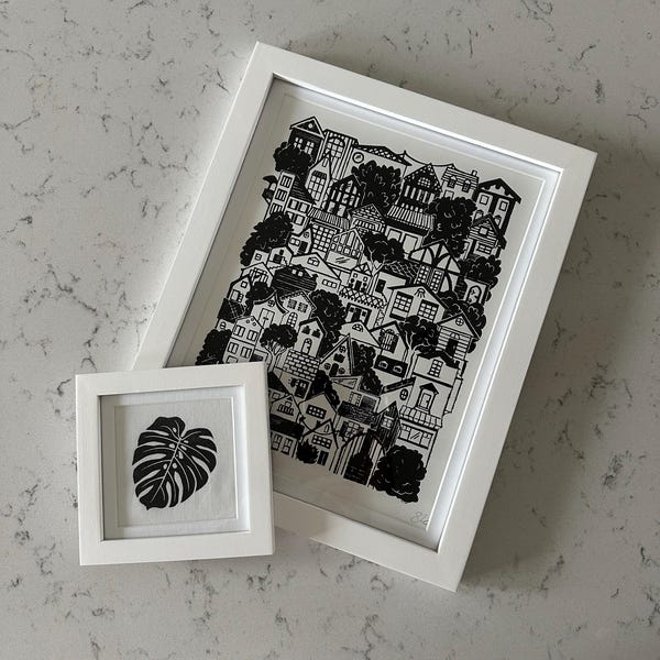 Monstera Deliciosa | Original Handmade Linocut Art Print | Thyme ...