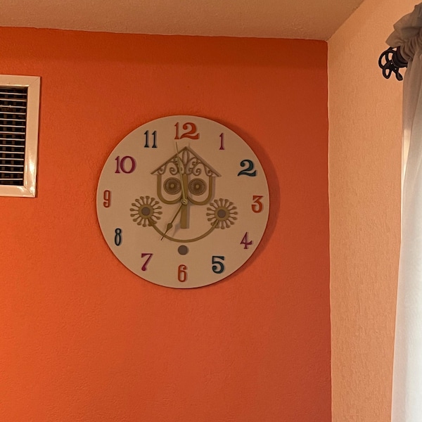 Small World Clock, Painted Clock, Wall Clock, Whimsical Decor, Large ...