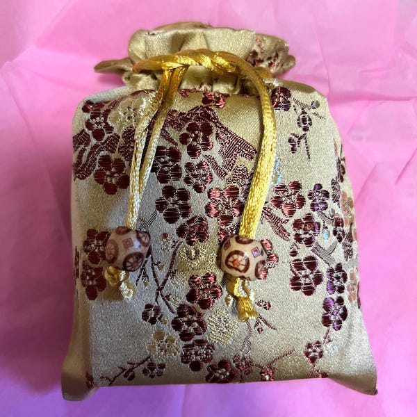 Lux Silk Drawstring Pouch in Soft Pretty Pink, Sakura, Cherry Blossom ...