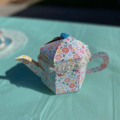 Teapot Favour Box SVG PDF Templates. Tea Party Gift Box. English Teapot ...