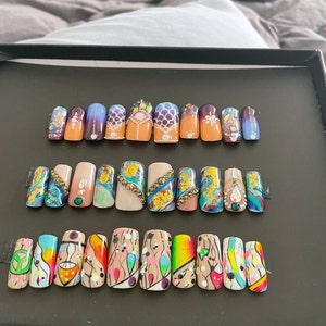 Tripping Illusion Press on Nails Handpainted Abstract Nail - Etsy