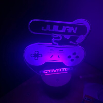 Gamer LED Night Light, Personalized Kid's Room Video Game Controller W ...