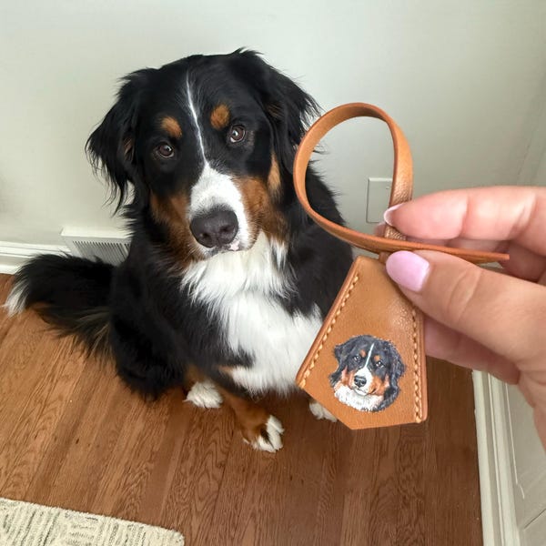 Personalized Dog Tag, Custom Pet Portrait Bag Charm, Hand-painted Bag ...