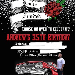 Lowrider Birthday Invitation Cholo Hot Rod Adult Men Boys - Etsy
