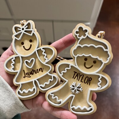 Christmas Name Tags / Gingerbread Boy and Girl Wooden Name Tags ...