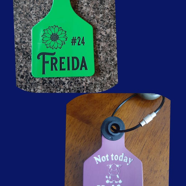 Cow Tag CUSTOM Keychain Small Cattle Tags Laser Engraved Permanent ...