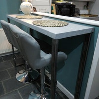 White Breakfast Bar, Kitchen Table, Kitchen Worktop Table With Handmade ...