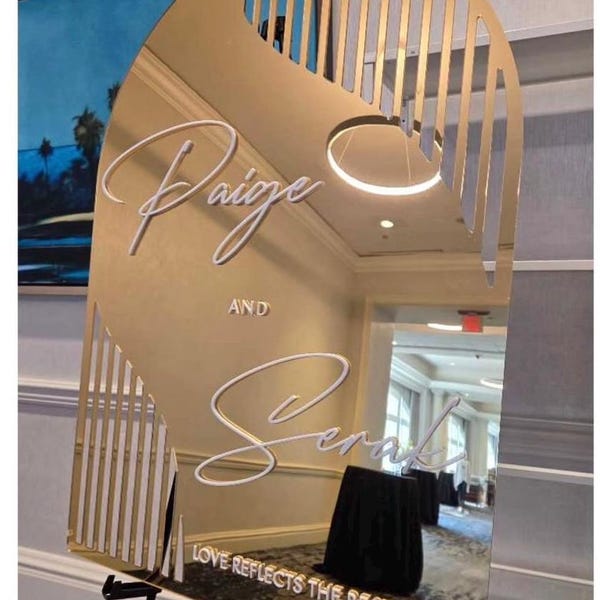 Mirror Gold Wedding Welcome Sign, Acrylic Welcome Sign, Boho Arch ...