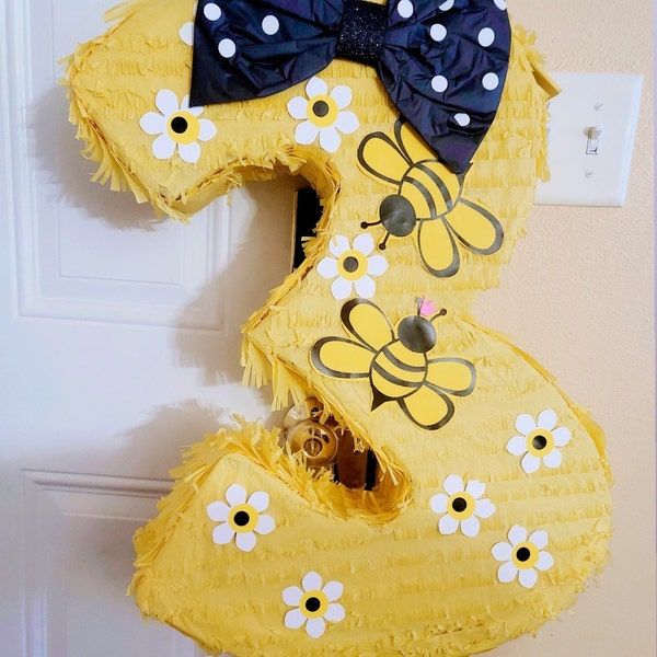 Yellow Number One Pinata Queen Bee Themed Bumblebee Party Supply and ...