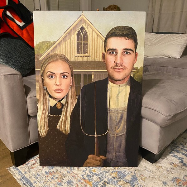Custom Portrait From Photo: American Gothic Parody - Etsy