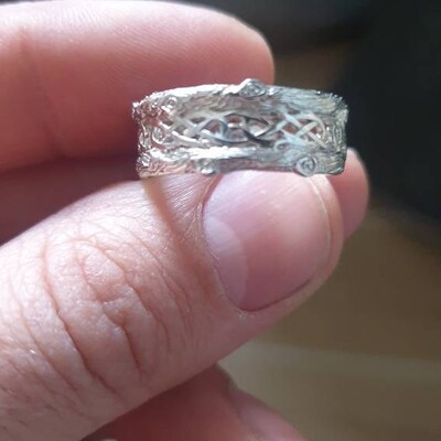 Unique Cracked Men's Ring, Men's Dry Earth Band, Rustic Wedding Band ...