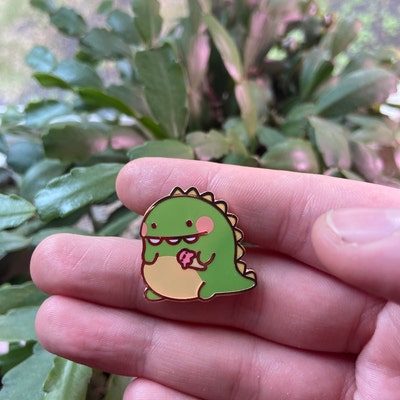 Cute Dinosaur Enamel Pin Kawaii Dinosaur Pin Rose Gold Dinosaur Hard ...