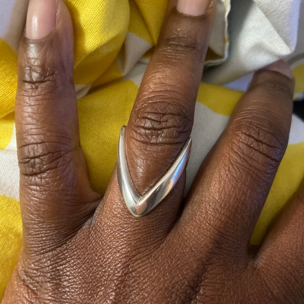 Long Contemporary Sterling Silver Ring, Large Statement Ring, Chunky ...