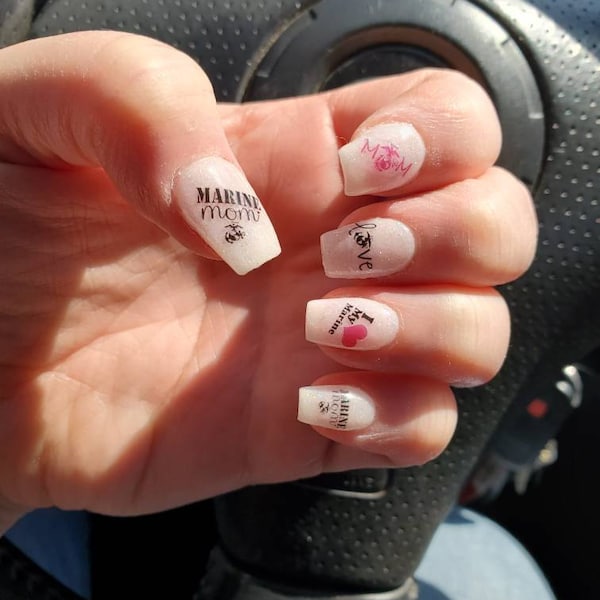 USMC Marine Mom Nail Decals Stickers Art Designs USMC Nail Decorations ...
