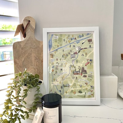 Denshaw Illustrated Map, A3 Art Print, Saddleworth Village Map ...