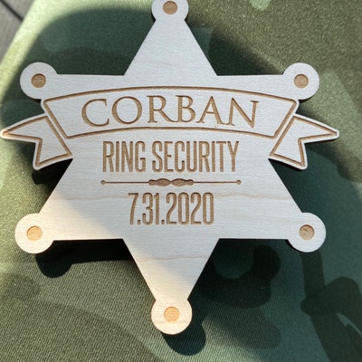 Ring Security Badge, Ring Bearer Badge, Ring Bearer Gift, Wood Name ...