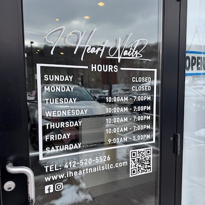 Shop Hours Decal Logo Hour Sign Business Hours Sign Storefront Hours ...