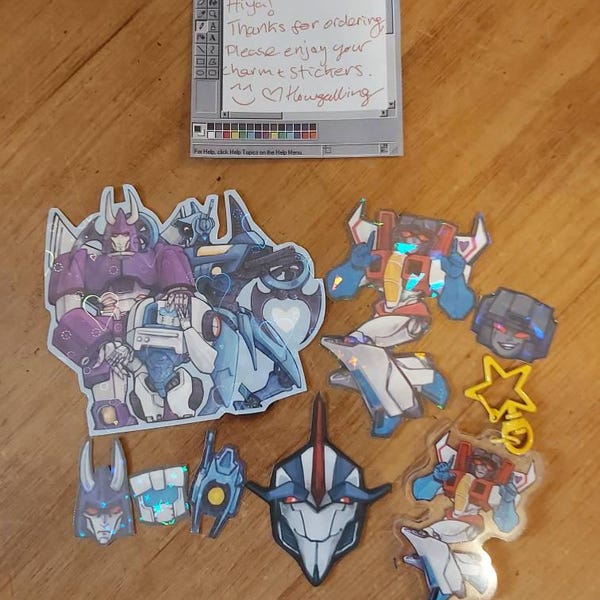 Transformers Trine Keychains, Hand Cut Stickers, Starscream ...