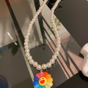Rainbow Happy Face Necklace/ Hobi Flower Necklace/ Sunflower | Etsy