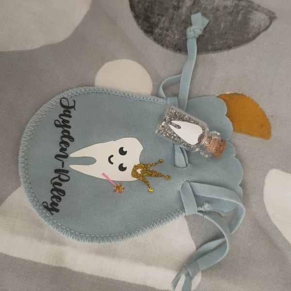 Personalised Tooth Fairy Bag and Bottle, Personalised Pink Velvet Pouch ...