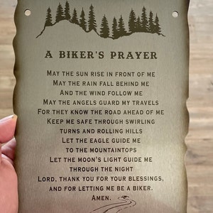 Biker Gift, Bikers Prayer, Motorcycle Rider Gift, Metal Scroll, Metal ...