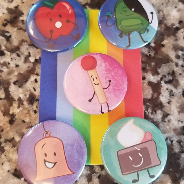 5 Mystery Object Show Button Pin Bundle 5 Random Pins Object Show Bfdi ...