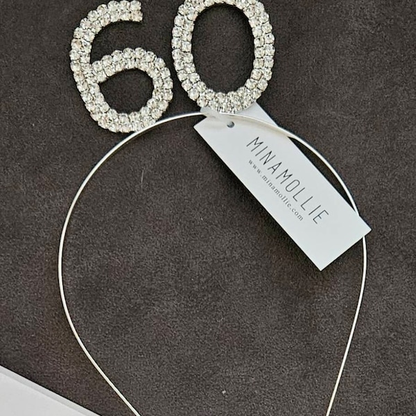 60th Birthday Headband, 60th Birthday Rhinestone Tiara, 60th Birthday ...
